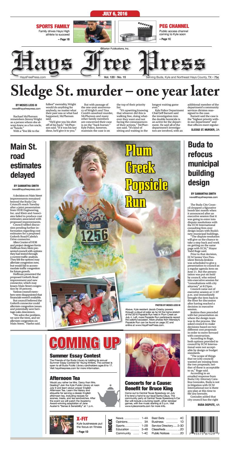 July 6, 2016 Hays Free Press by Hays Free Press/News-Dispatch - Issuu