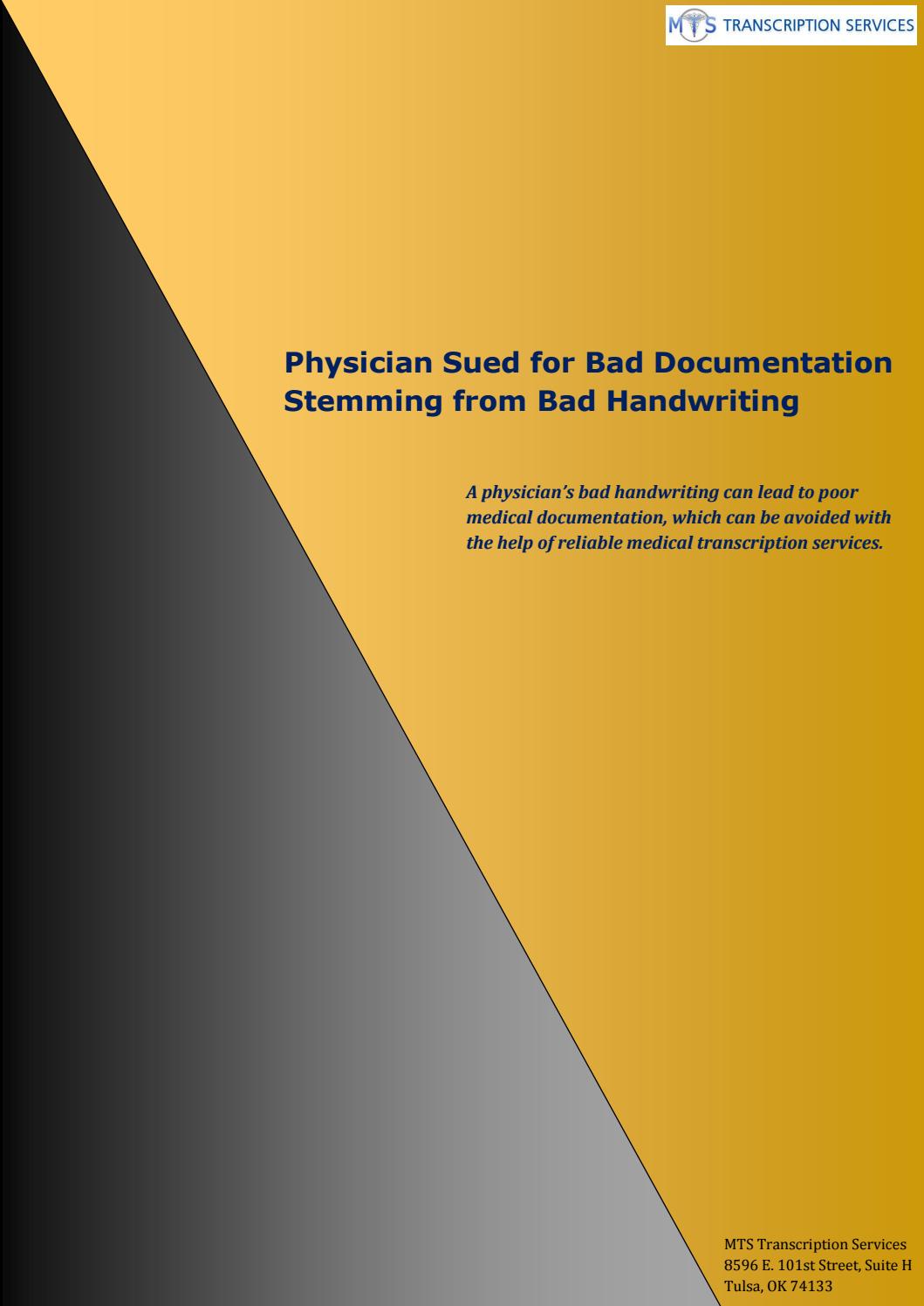 Physician sued for bad documentation stemming from bad handwriting by ...