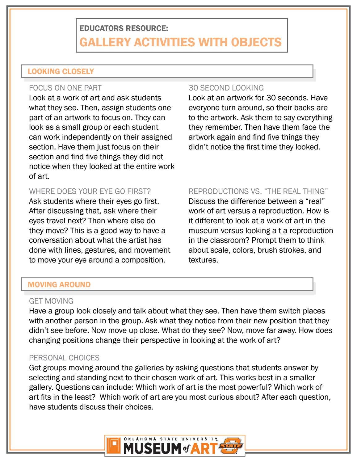 Gallery Activities with Objects by OSU Museum of Art - Issuu