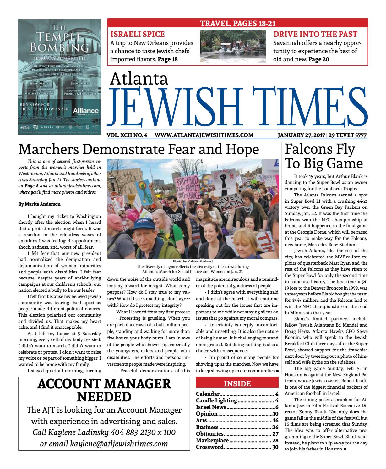 Atlanta Jewish Times Vol Xcii No 4 January 27 2017 By Atlanta Jewish Times Issuu