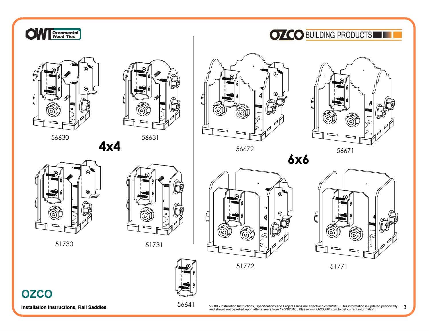 Installation Instructions - 2"x4" Top Rail Saddle Laredo Sunset (56641 ...