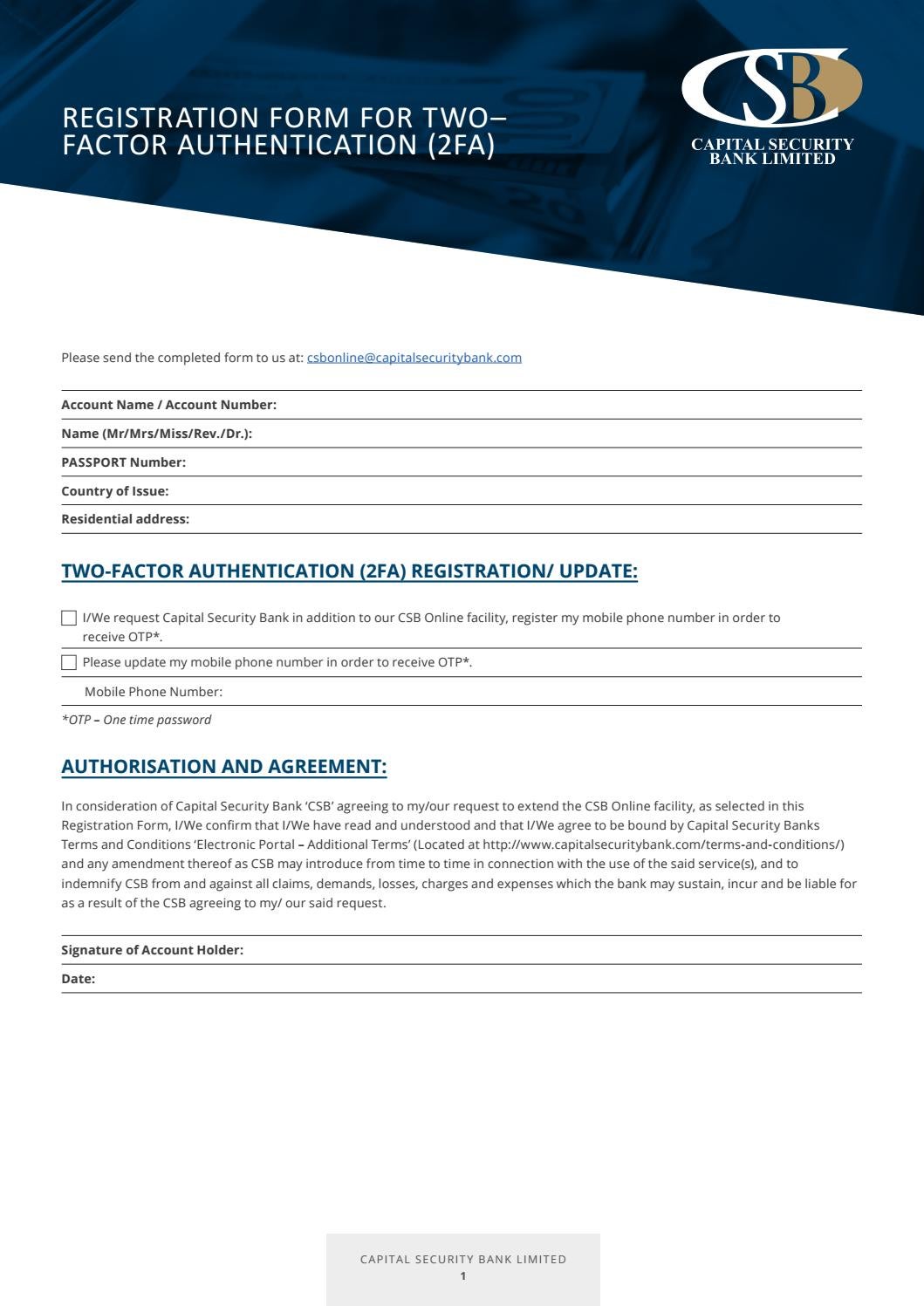 2FA Registration Form by CSB Chiavanni Le'Mon - Issuu
