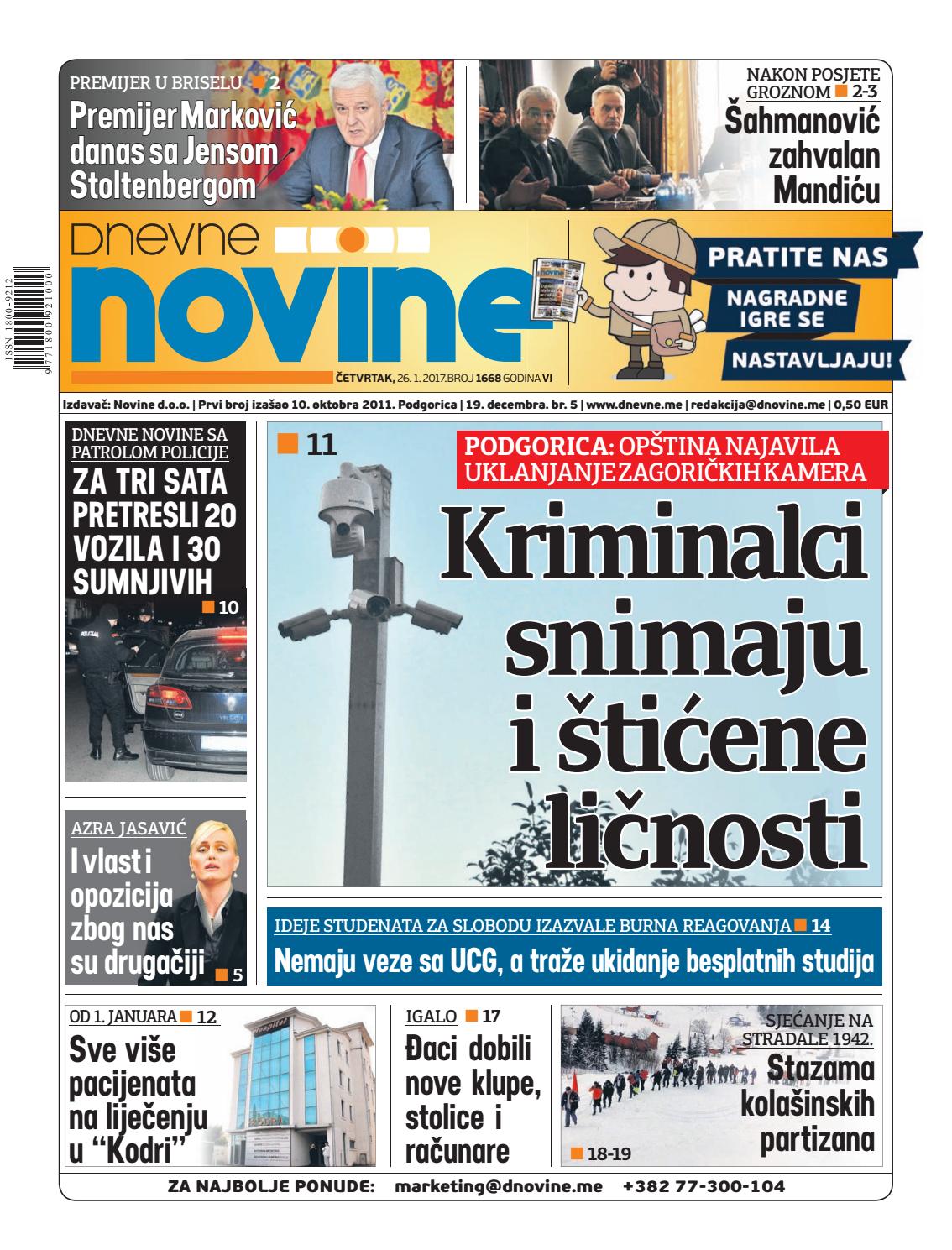 Dnevne novine 26. januar 2017. by Dnevne Novine - Issuu