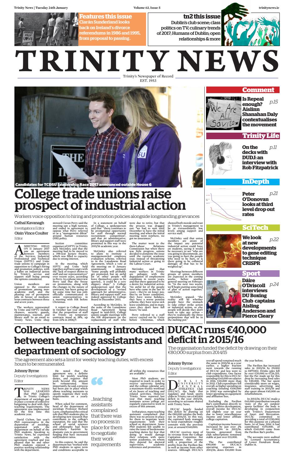 Trinity News Vol. 63, Issue 5 by Trinity News - Issuu