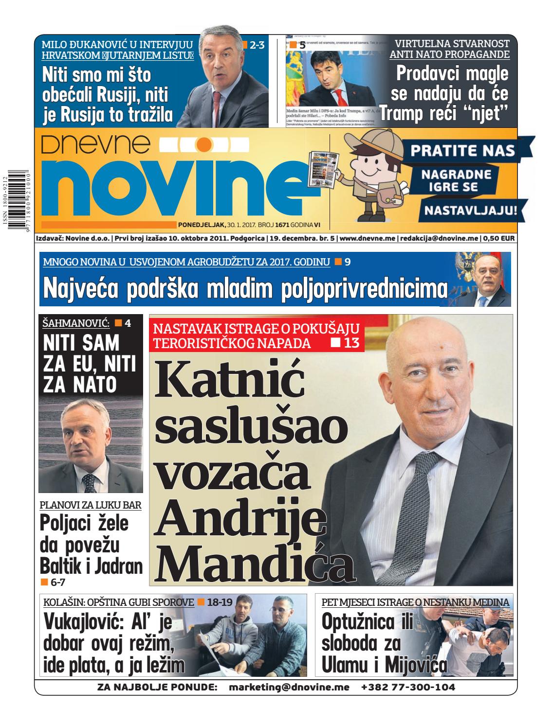Dnevne novine 30. januar 2017. by Dnevne Novine - Issuu