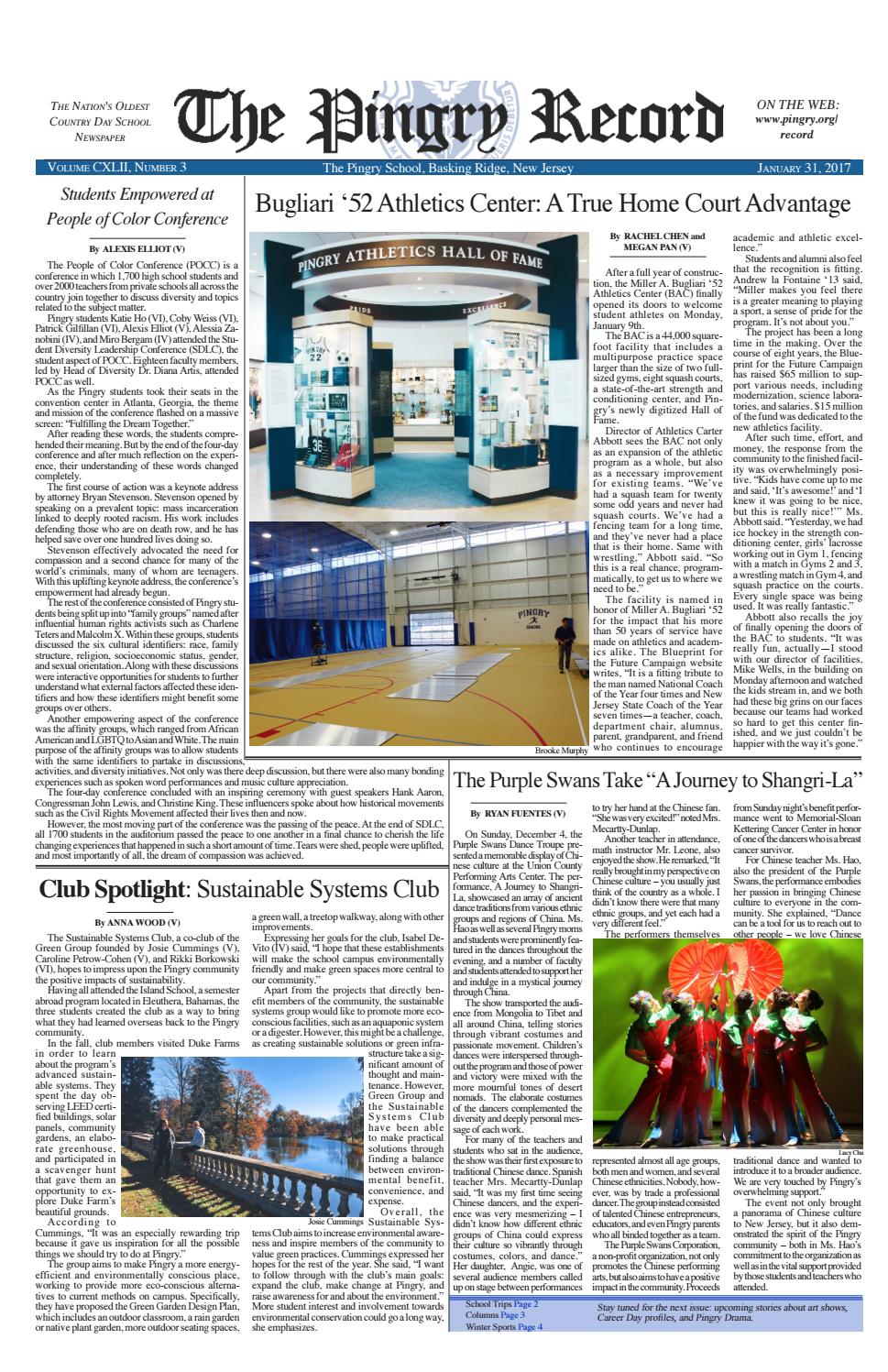 Pingry Record January 2017 by The Pingry School - Issuu
