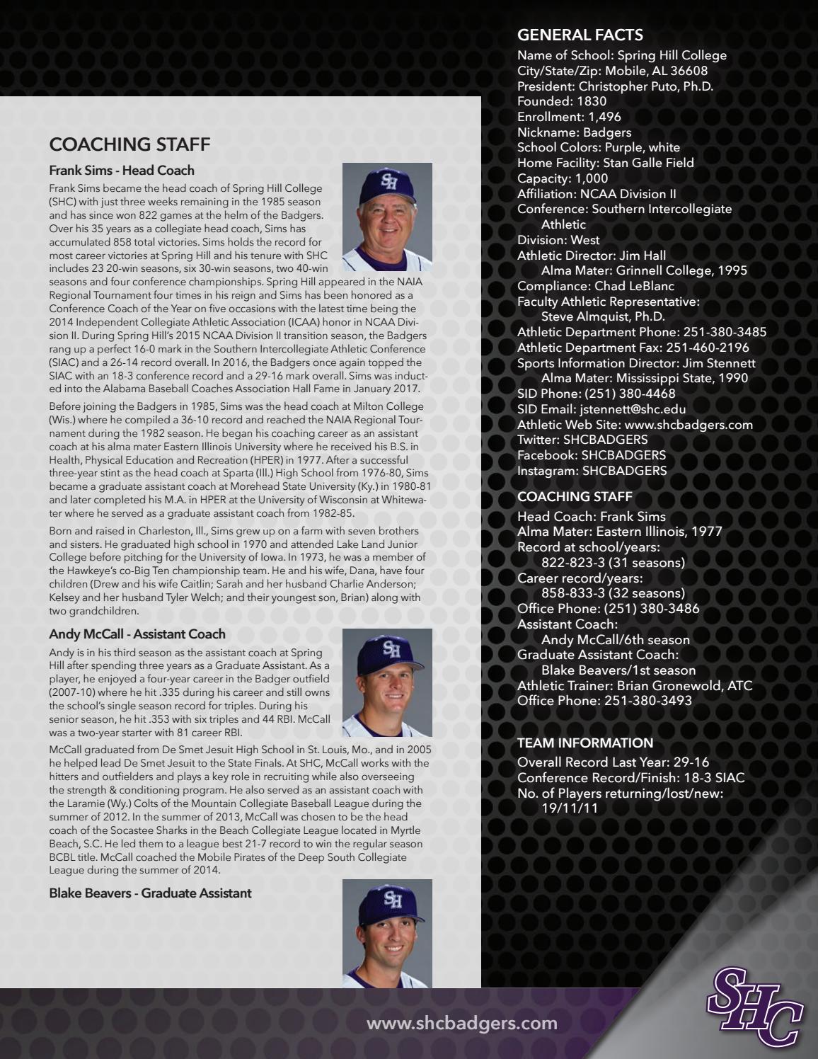 Spring Hill College Baseball 2017 by Spring Hill College - Issuu