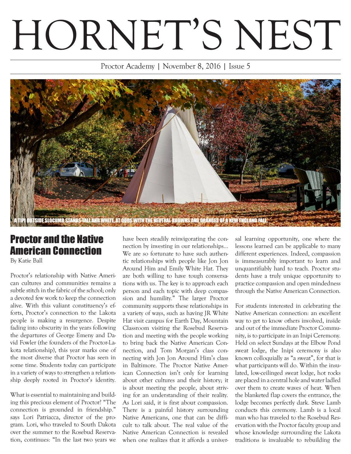 Hornet's Nest | Vol. 2 | Issue 5 | November 8, 2016 by Proctor Academy ...
