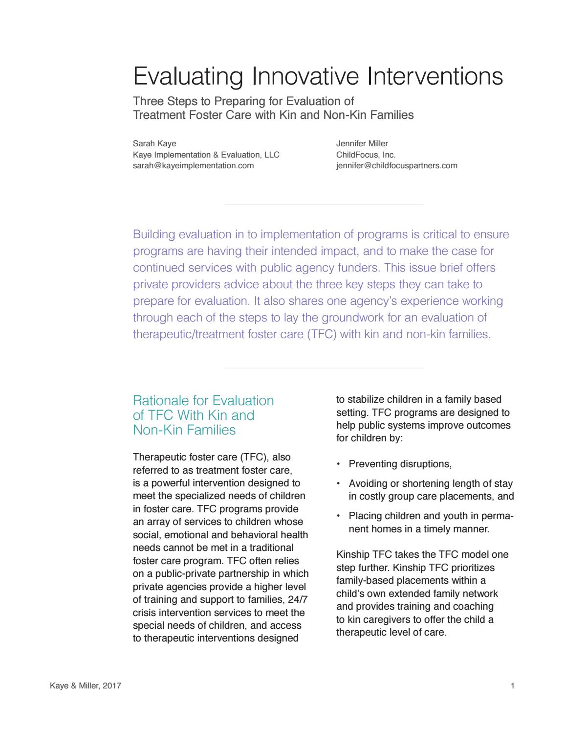 Evaluating innovative interventions by The Bair Foundation - Issuu