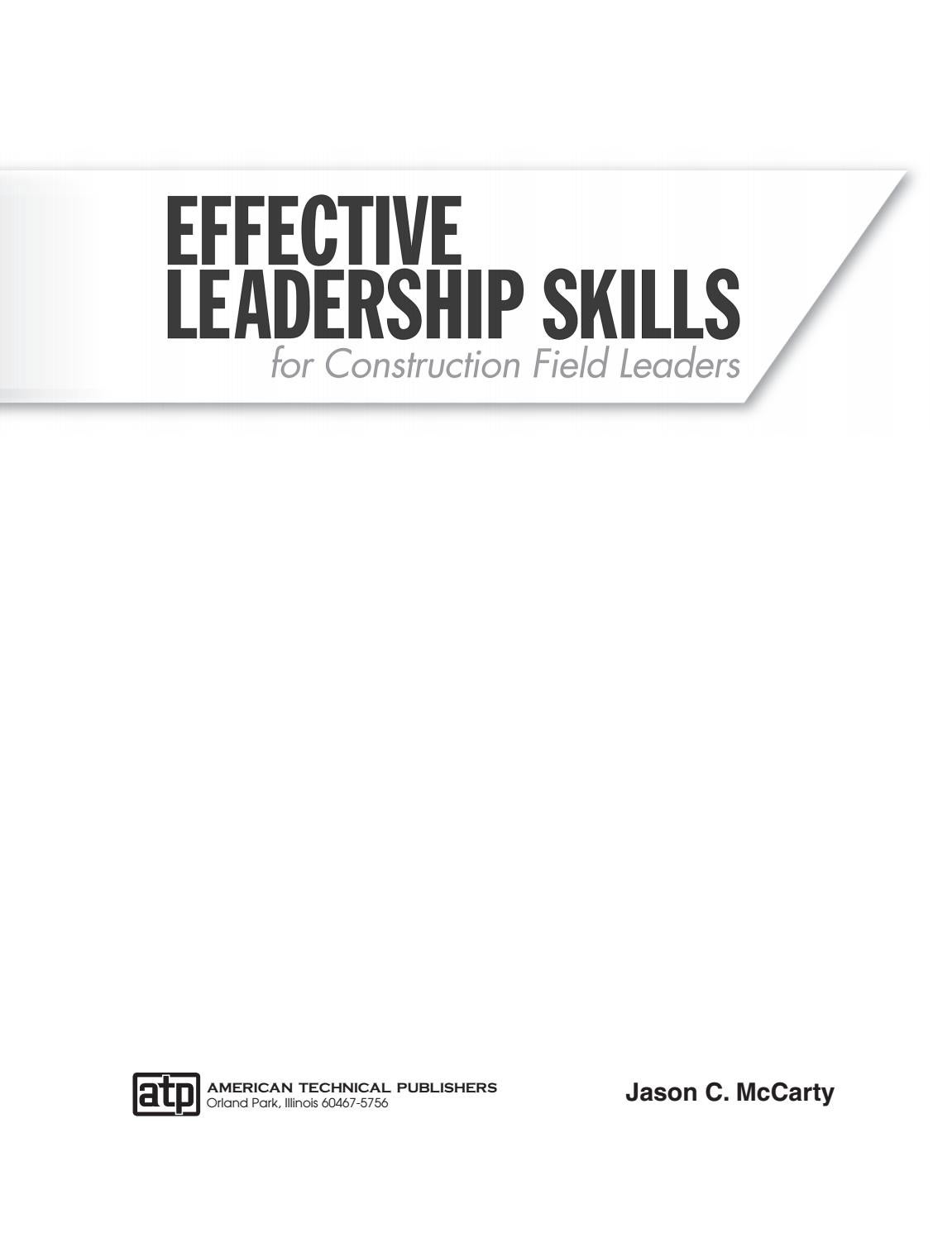 Effective Leadership Skills for Construction Field Leaders by American ...