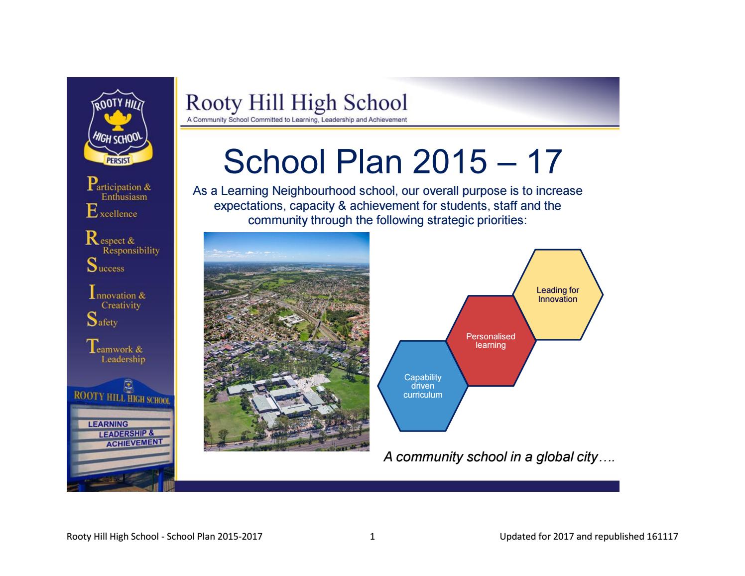 161117 Strategic Plan for Rooty Hill High School 2015-17 Updated by ...