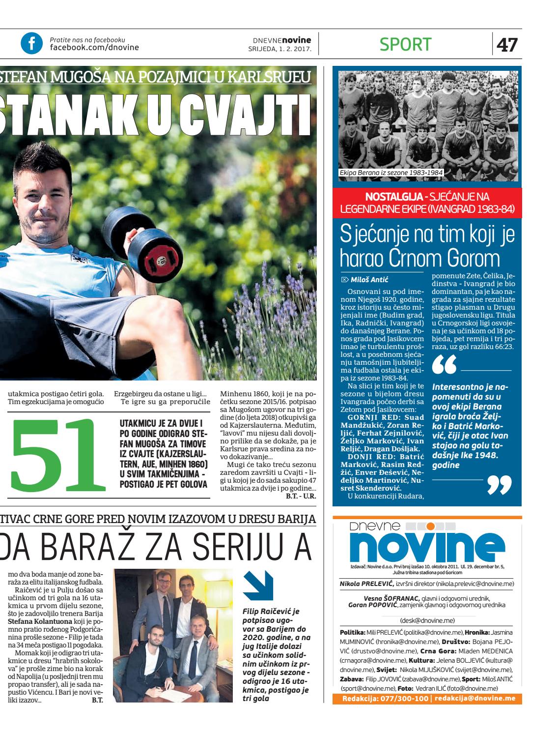 Dnevne novine 1. februar 2017. by Dnevne Novine - Issuu
