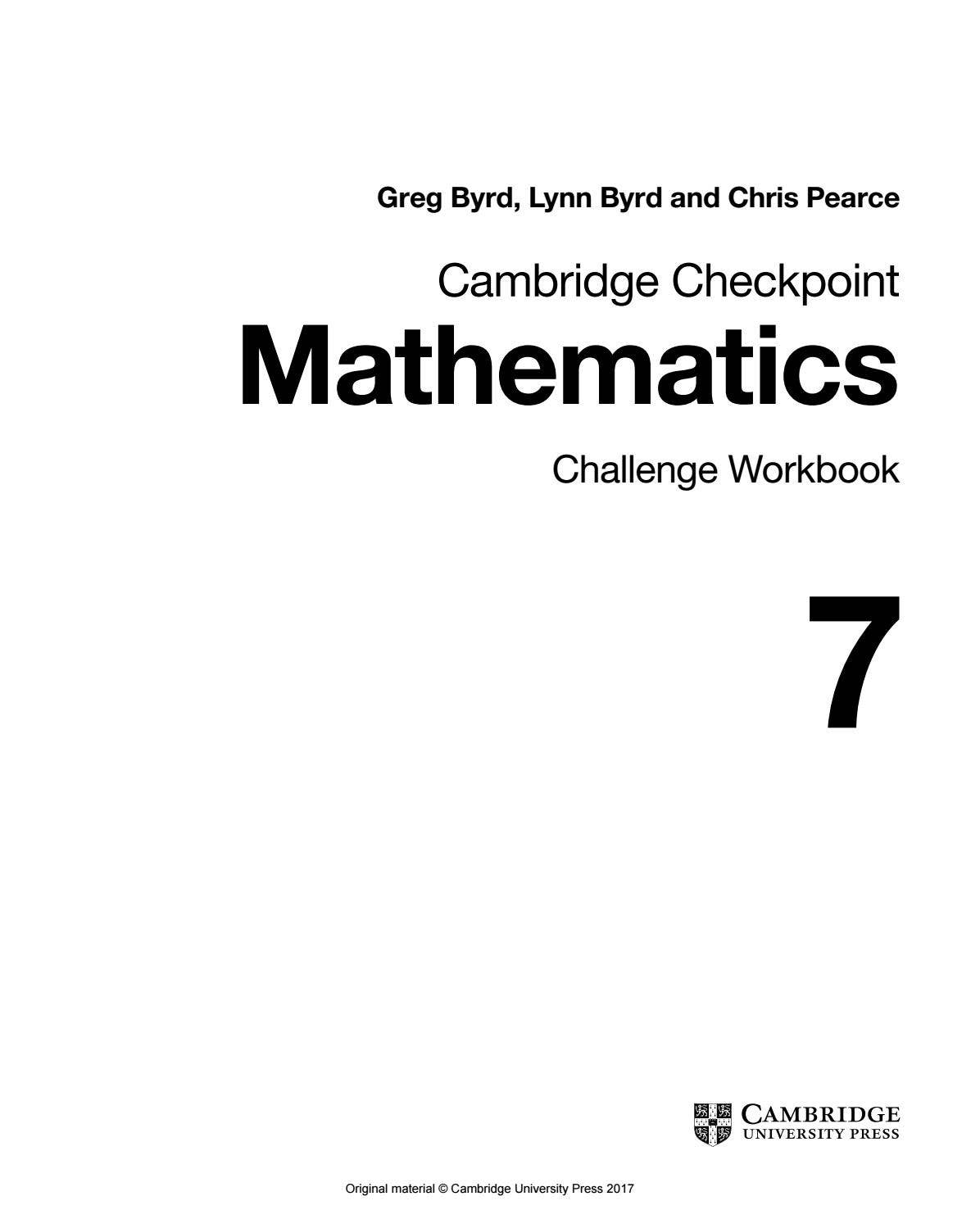 Preview Cambridge Checkpoint Mathematics Challenge Book 7 by Cambridge ...