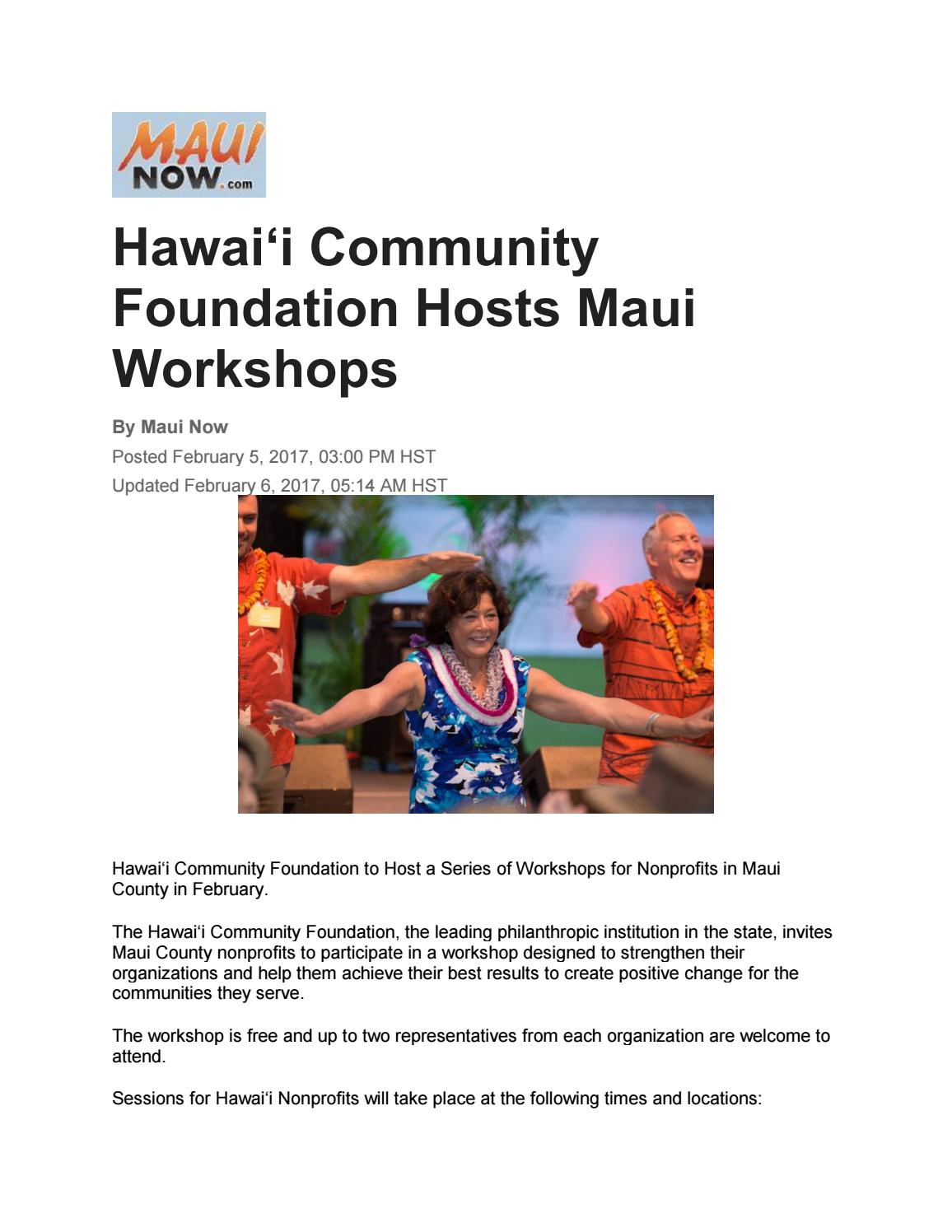 Hawai‘i Community Foundation Hosts Maui Workshops by Hawaii Community ...