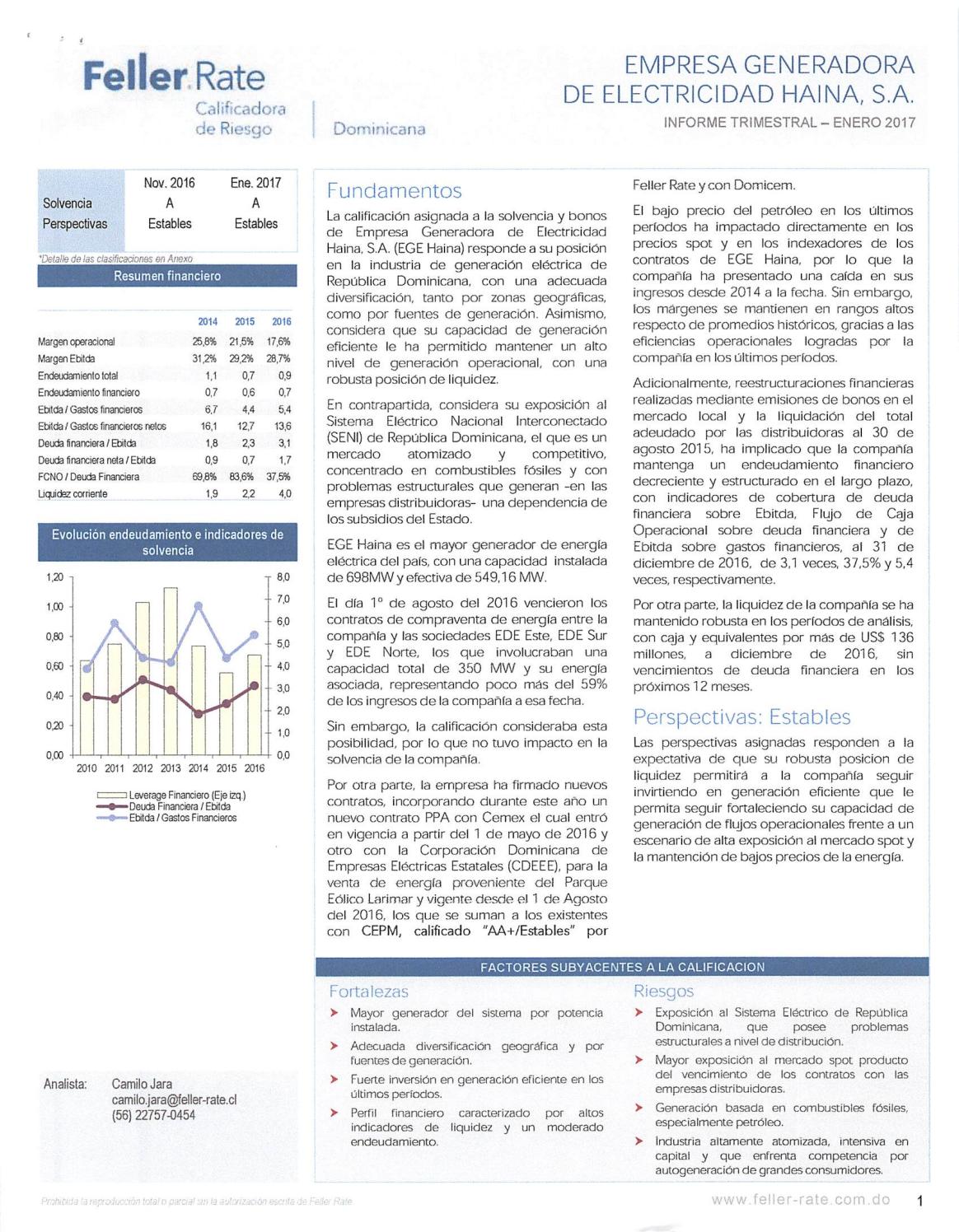 Feller Rate Enero 2017 by EGE Haina - Issuu