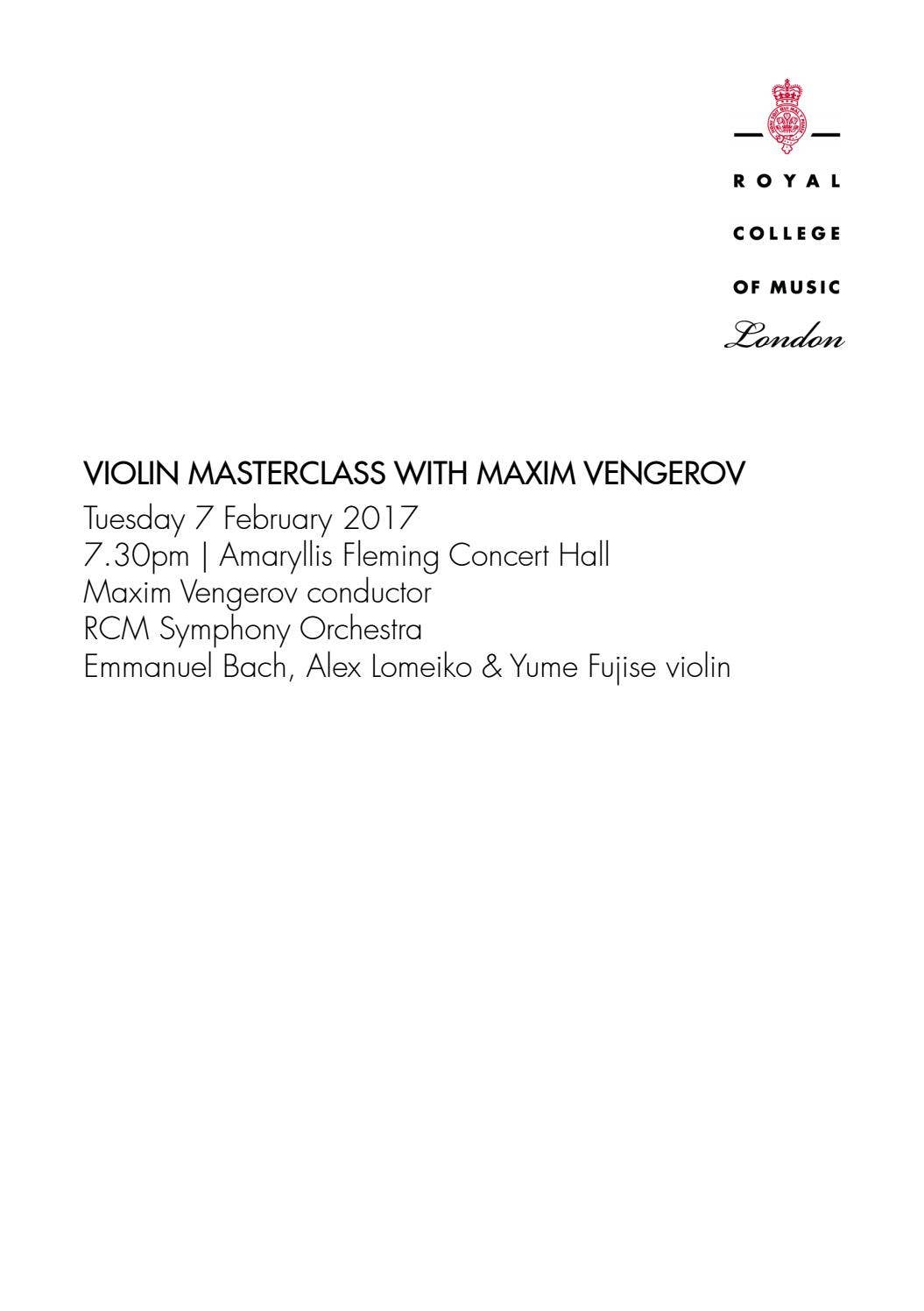 Violin Masterclass with Maxim Vengerov, 7 February 2017 by Royal ...