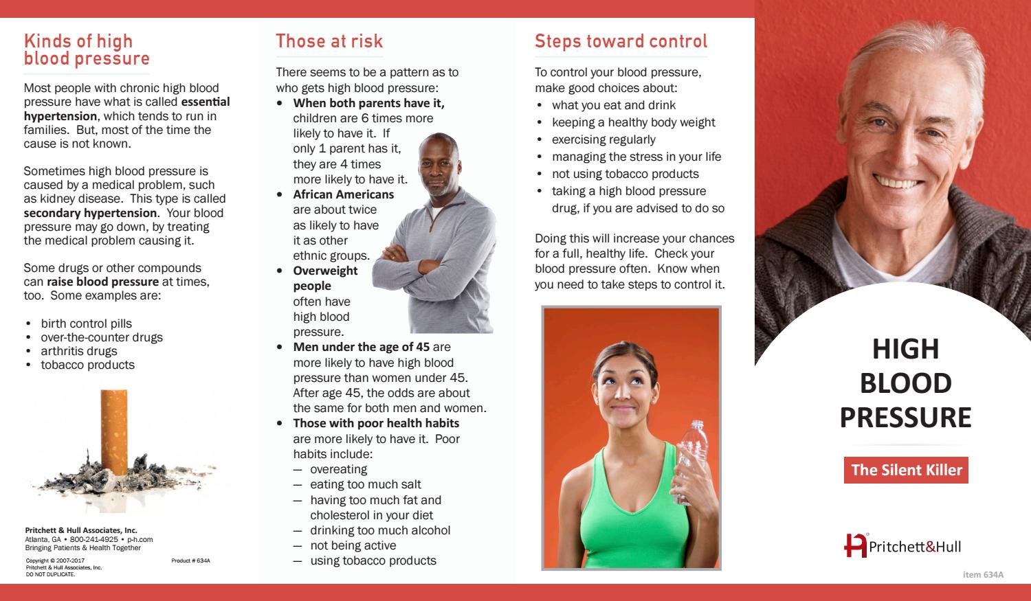 High Blood Pressure Brochure 634 By Pritchett Hull Associates Inc 