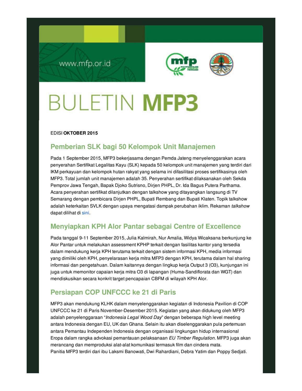 BULETIN MFP3_OKTOBER 2015 by Multistakeholder Forestry Programme - Issuu