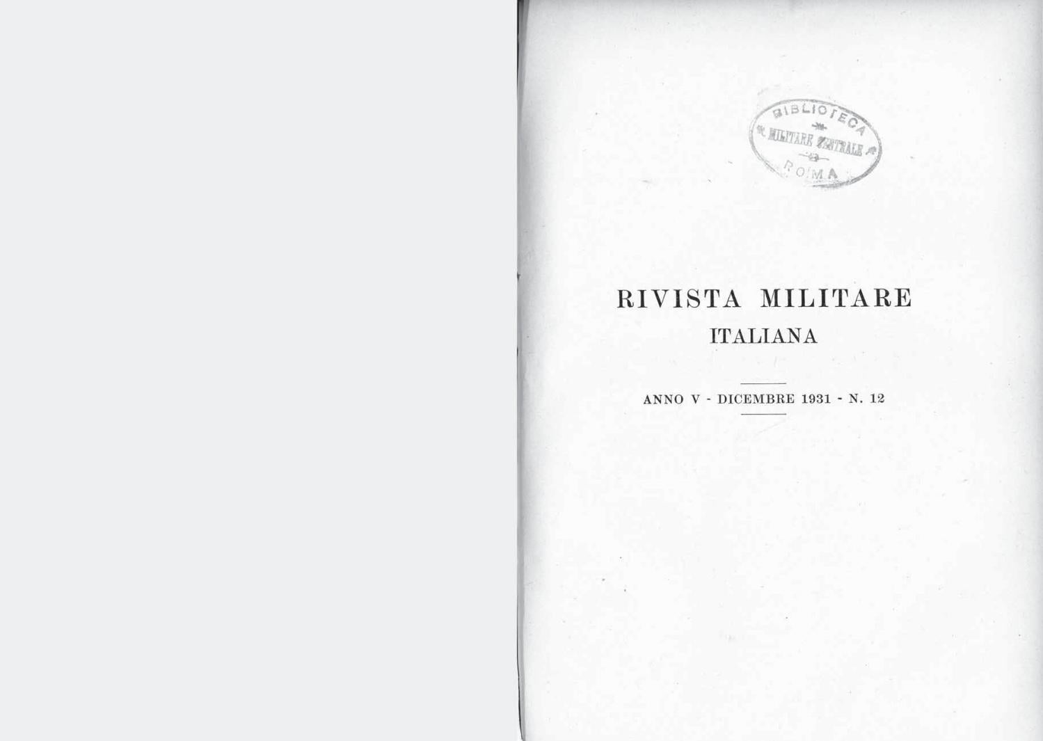 RIVISTA MILITARE 1931 N.12 by Biblioteca Militare - Issuu