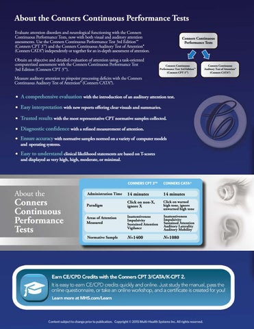 Conners CPT 3 & CATA 2017 US by MHS Assessments - Issuu