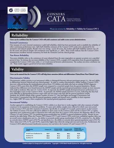 Conners CPT 3 & CATA 2017 US by MHS Assessments - Issuu