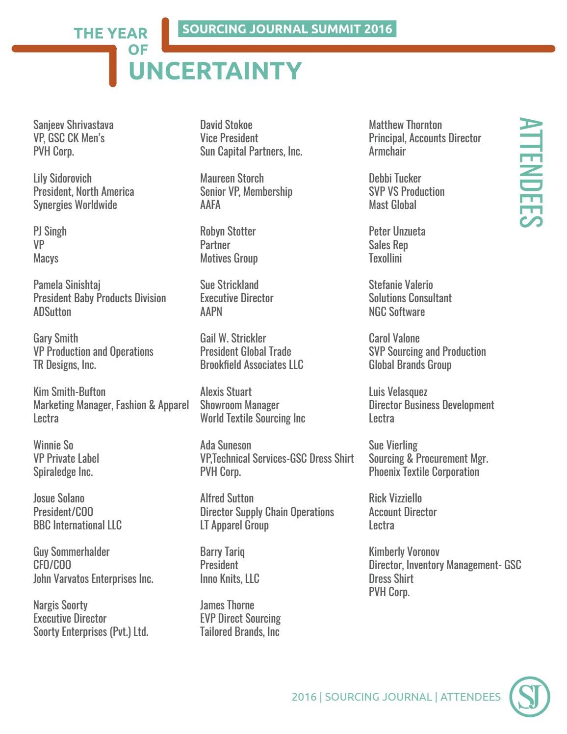 Sourcing Journal Summit 2016 by Sourcing Journal - Issuu