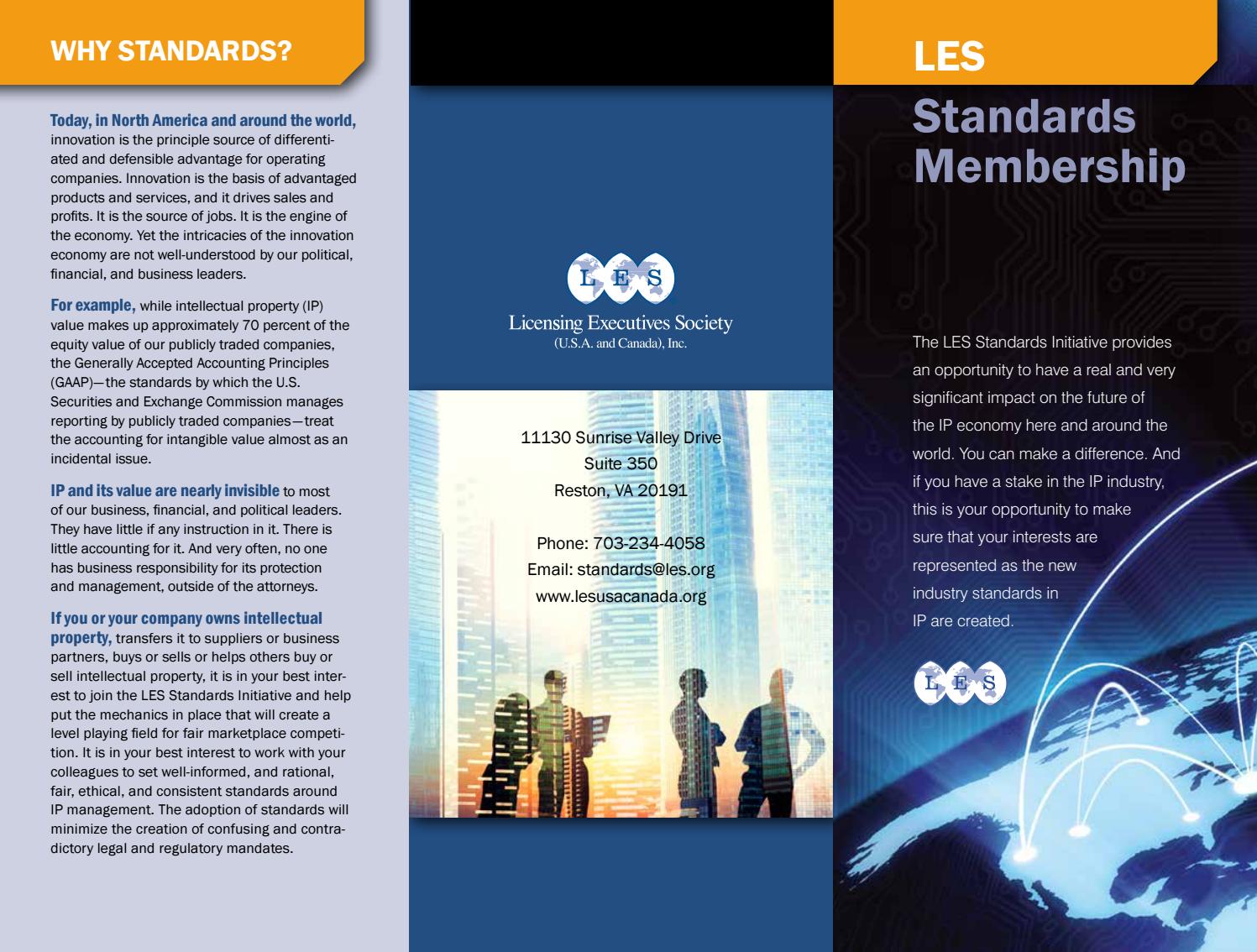 LES Standards Membership 2017 Brochure by Licensing Executives Society ...