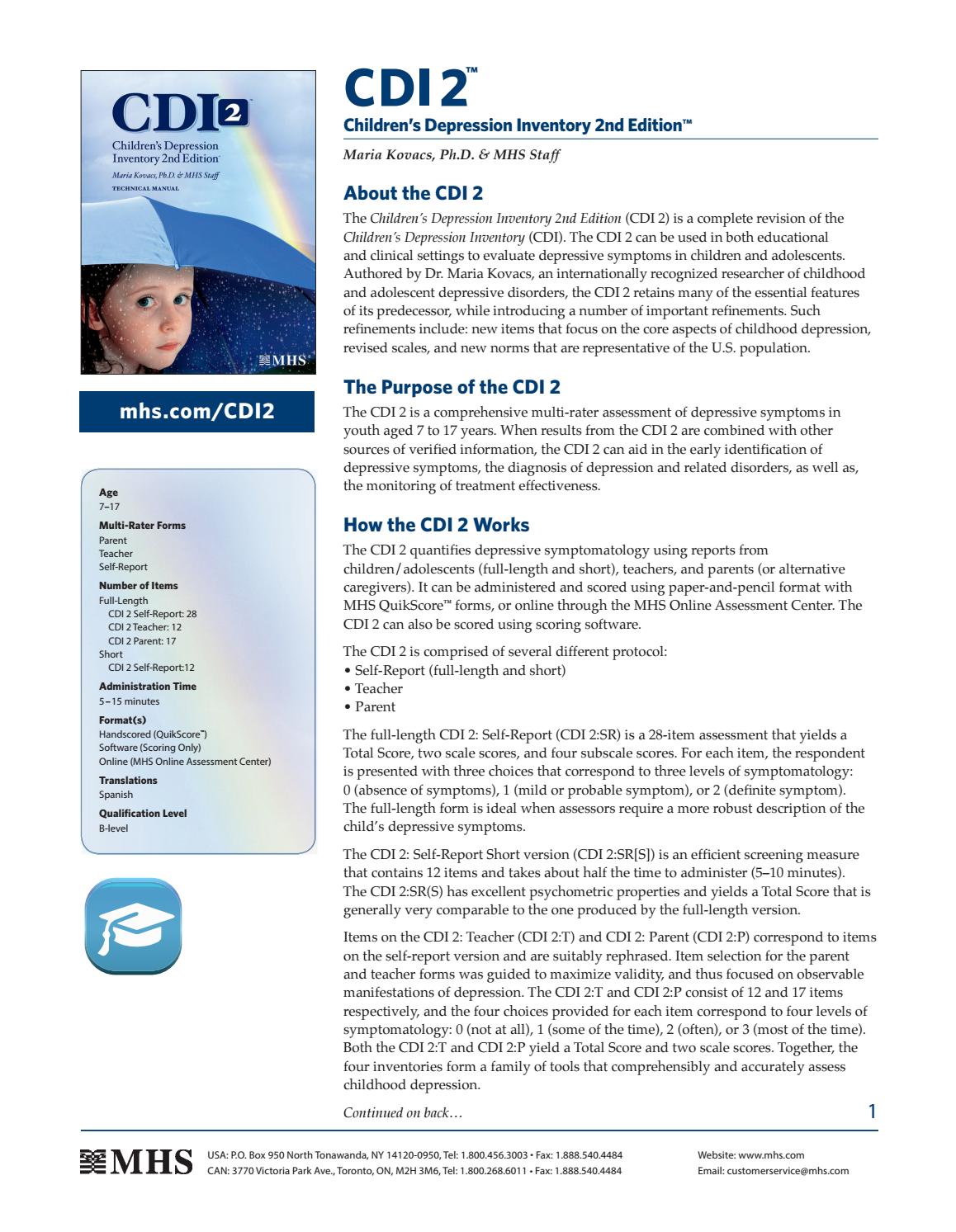 CDI 2 2017 US by MHS Assessments - Issuu