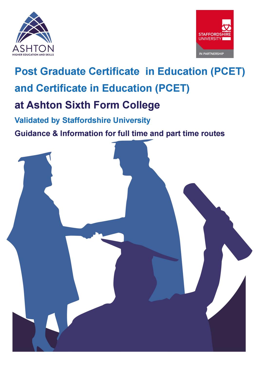 Post Graduate Certificate in Education (PCET) / Certificate in ...