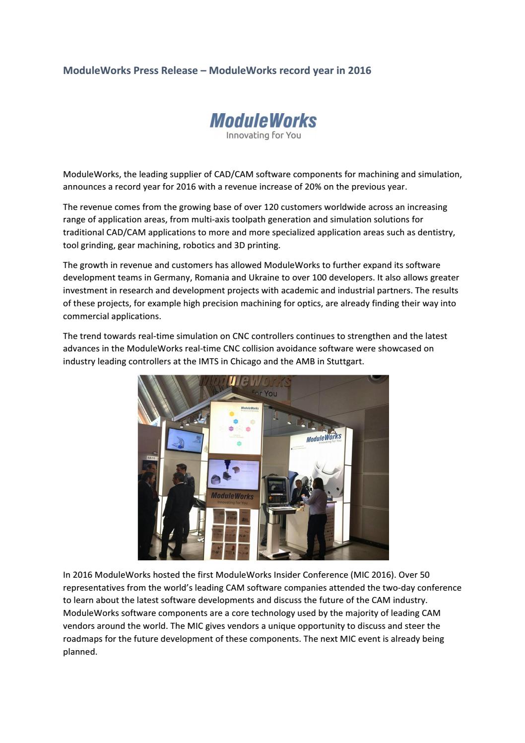 ModuleWorks Press Release - ModuleWorks record year 2016 by ModuleWorks ...