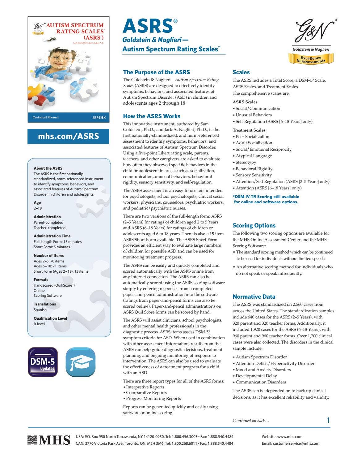 ASRS 2017 Canada by MHS Assessments - Issuu