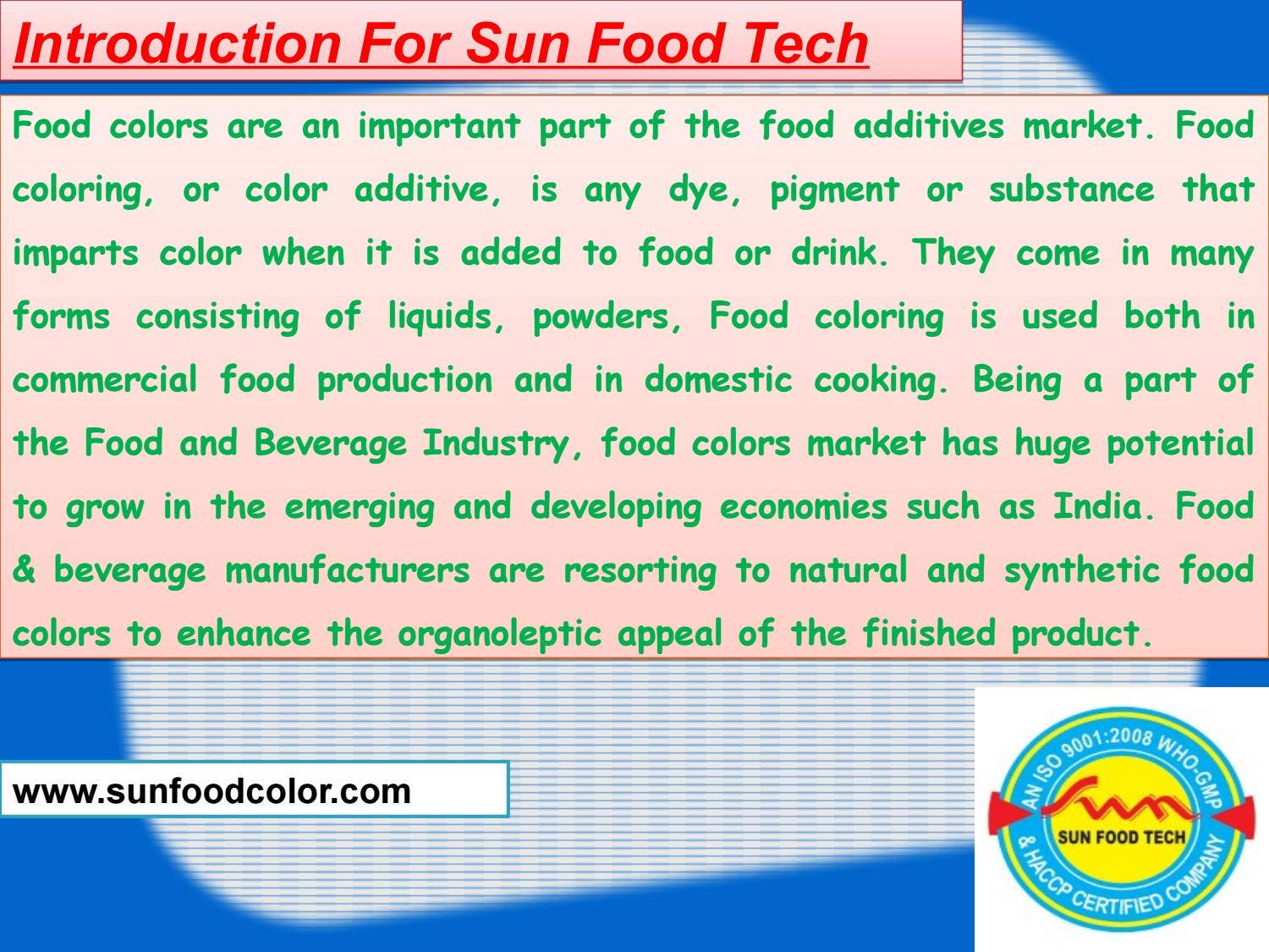 Sunfoodtech - Food Coloring | Food Colors Suppliers by Sun Food Tech ...