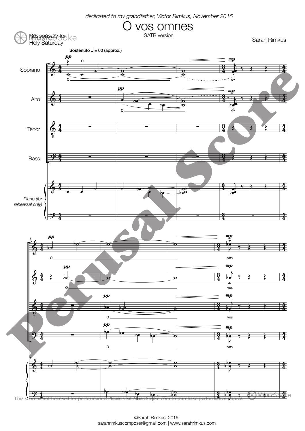 O Vos Omnes (SATB) | Sarah Rimkus | MusicSpoke by MusicSpoke - Issuu