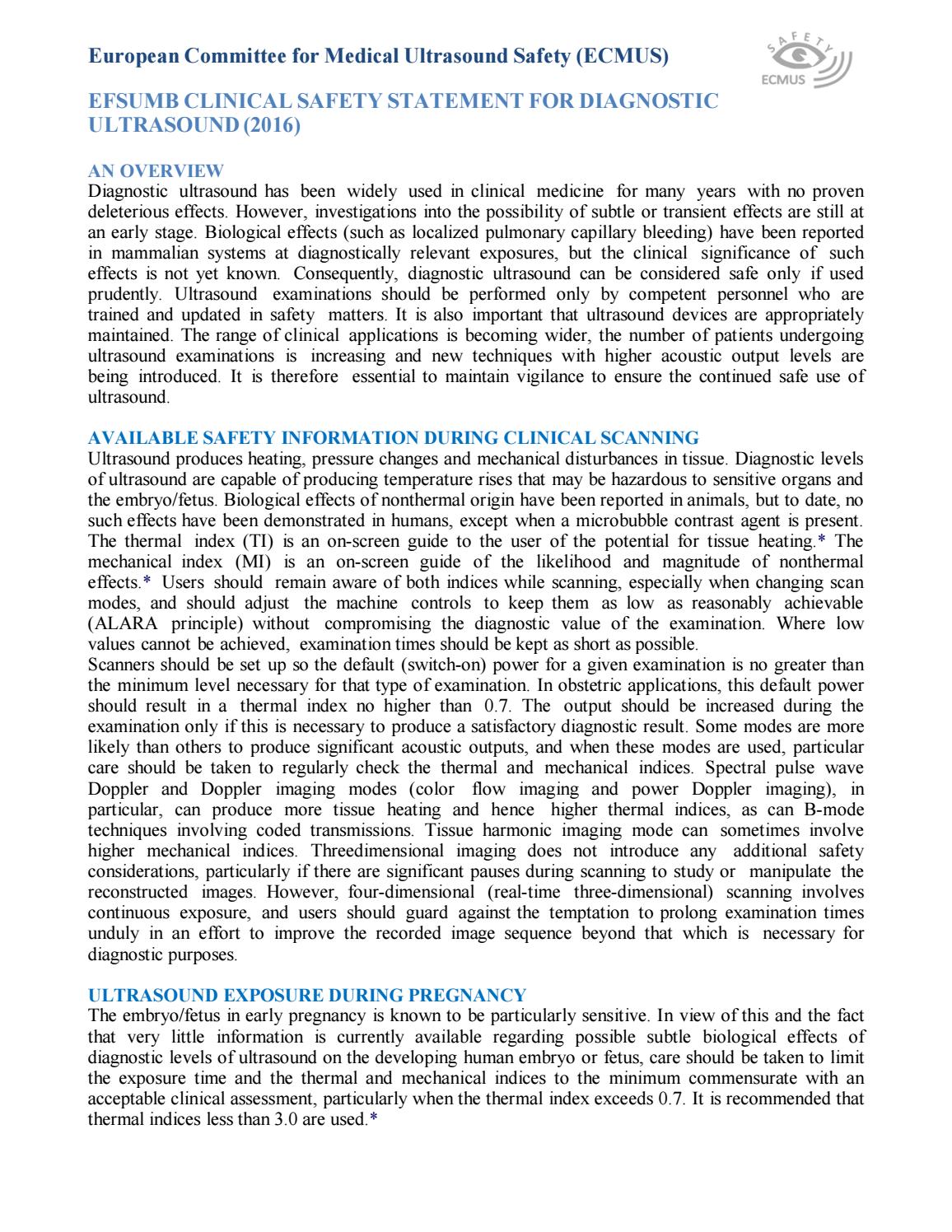 2016 clinical safety statement by EFSUMB - Issuu