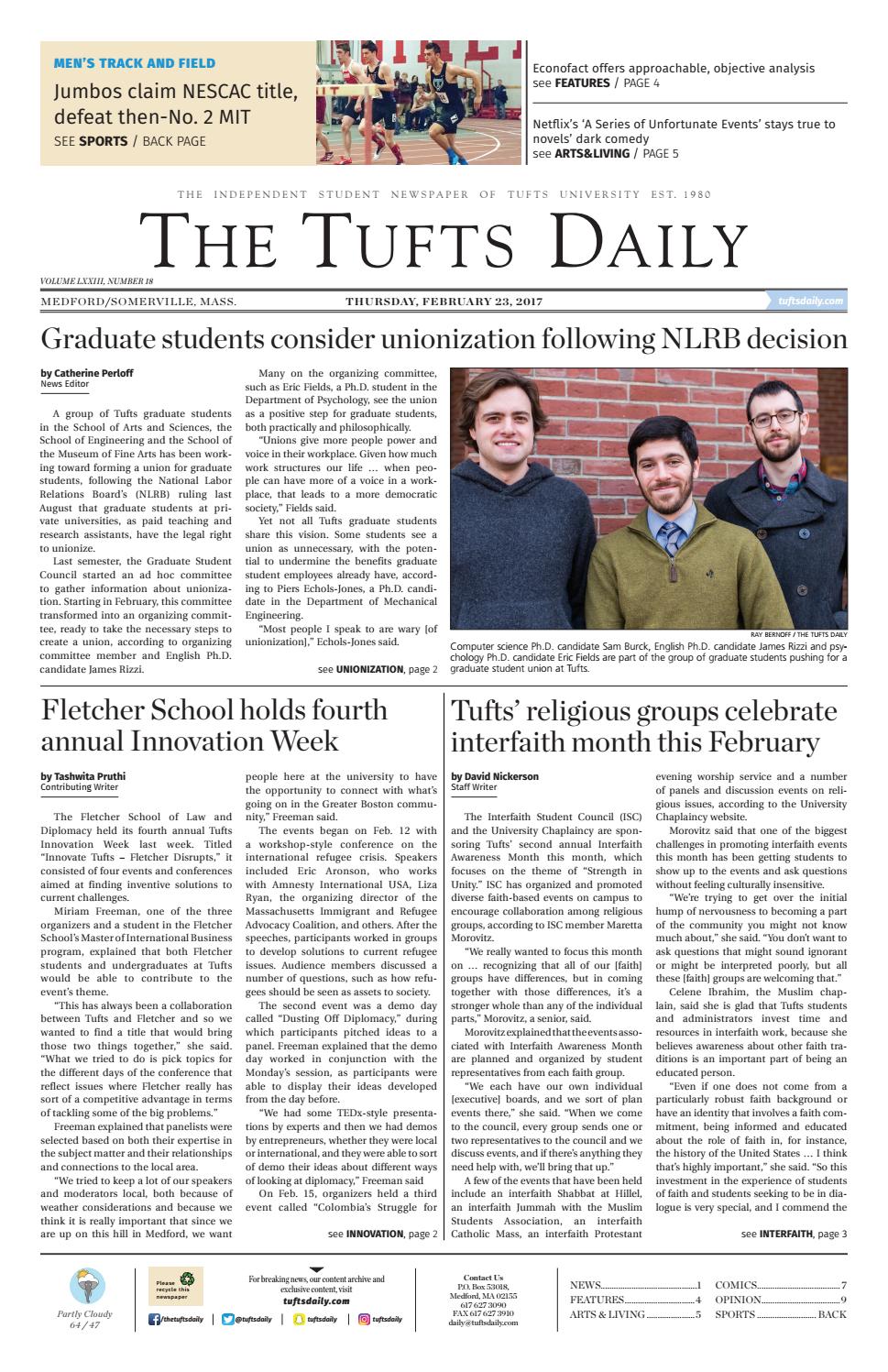 Thursday, February 23, 2017 by The Tufts Daily - Issuu
