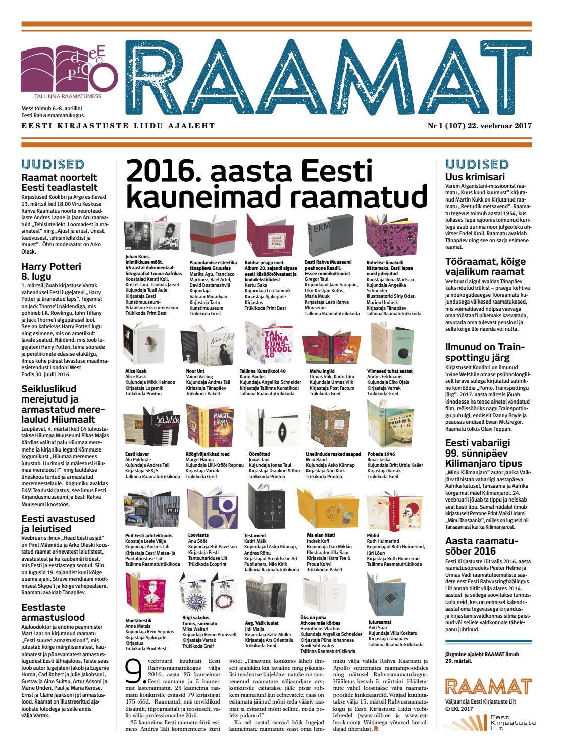 Ajaleht RAAMAT nr 107 (veebruar 2017) by Kaidi Urmet - Issuu