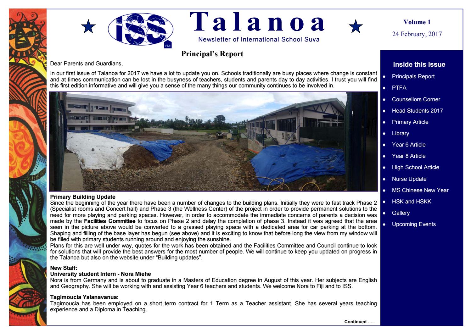 Talanoa 2017 volume 1 by International School Suva - Issuu