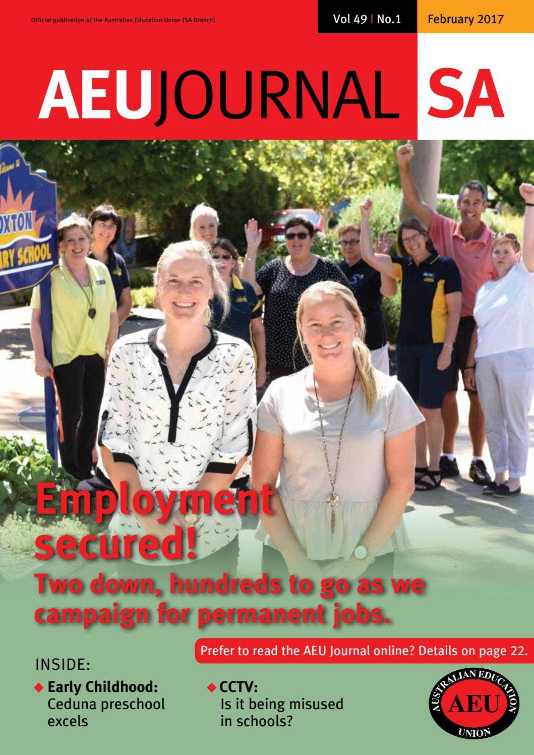 AEU Journal Vol. 49 No. 1 by Australian Education Union (SA Branch) - Issuu