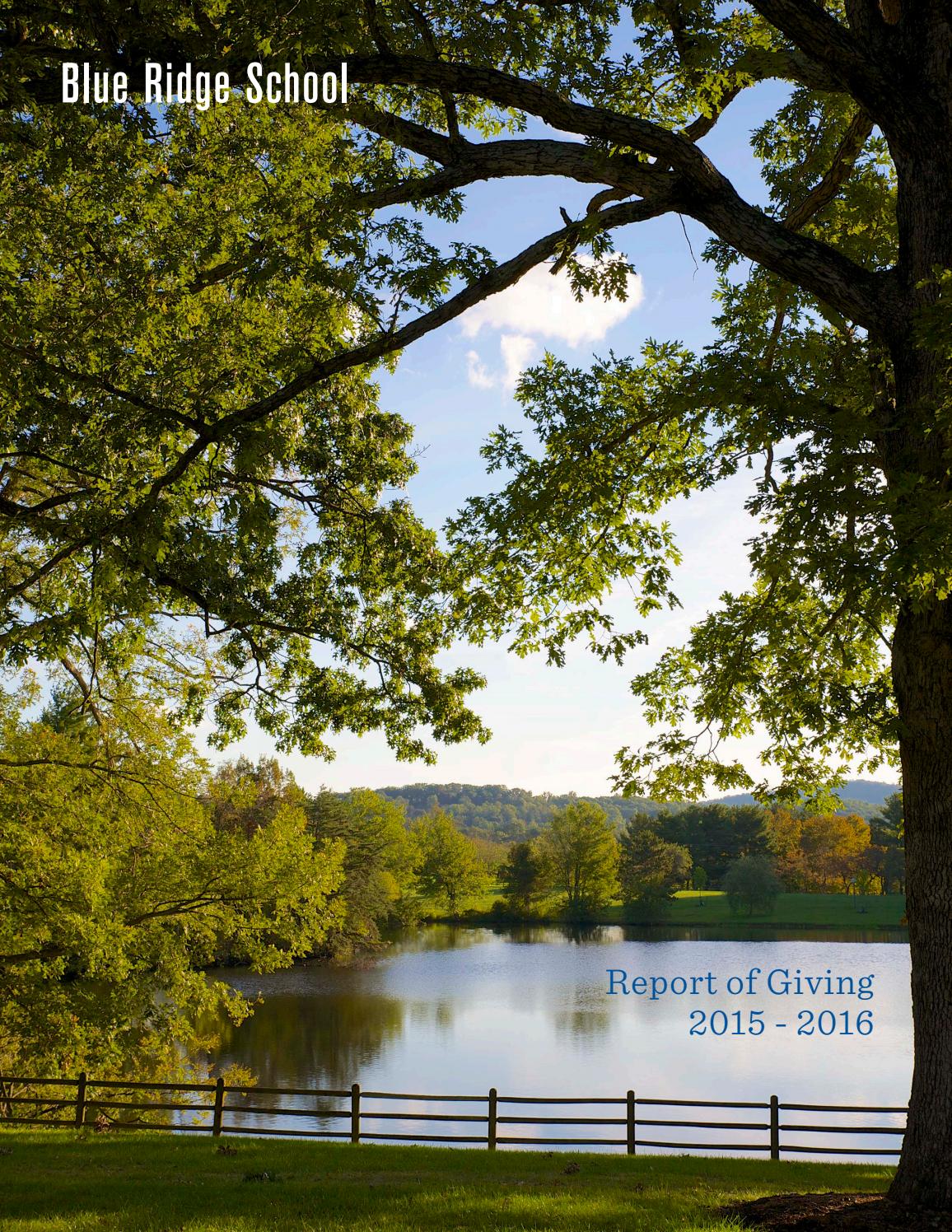 Report of Giving, 2015 2016 by Blue Ridge School - Issuu