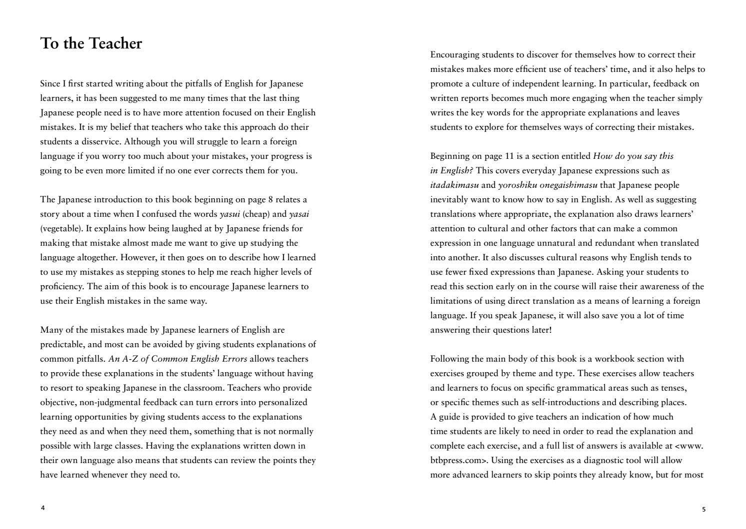 An A - Z of Common English Errors for Japanese Learners (Japanese ...