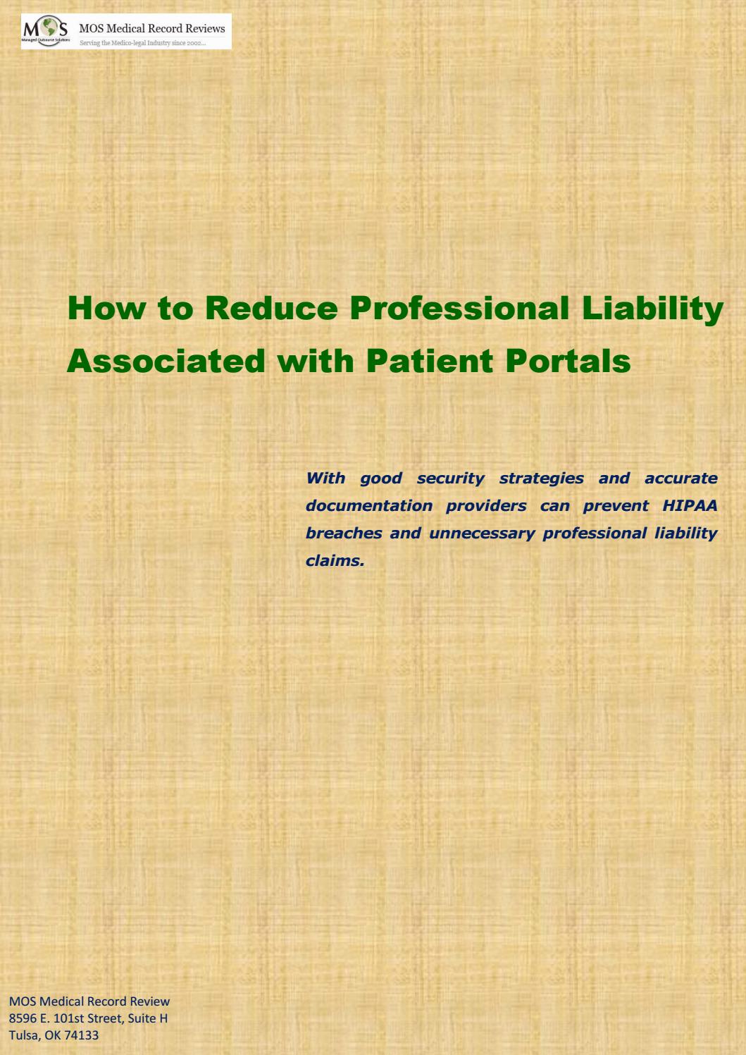 How to reduce professional liability associated with patient portals by ...