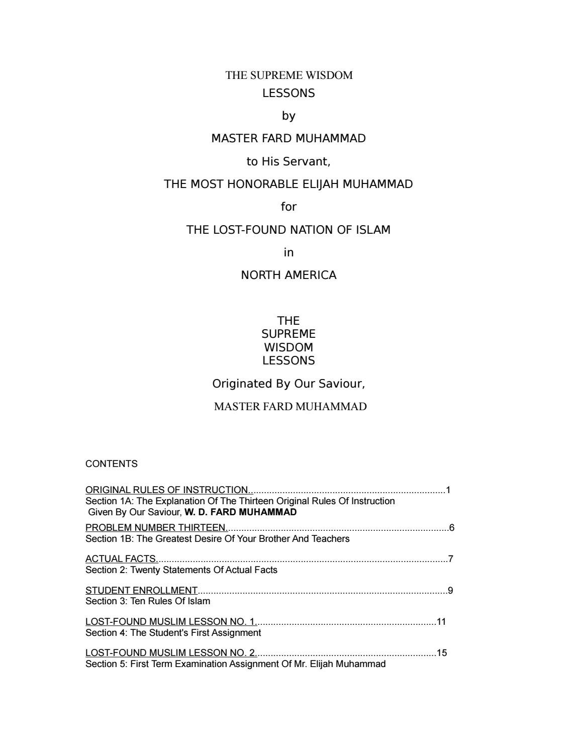 Supreme Wisdom Lessons by Universal A. Allah - Issuu