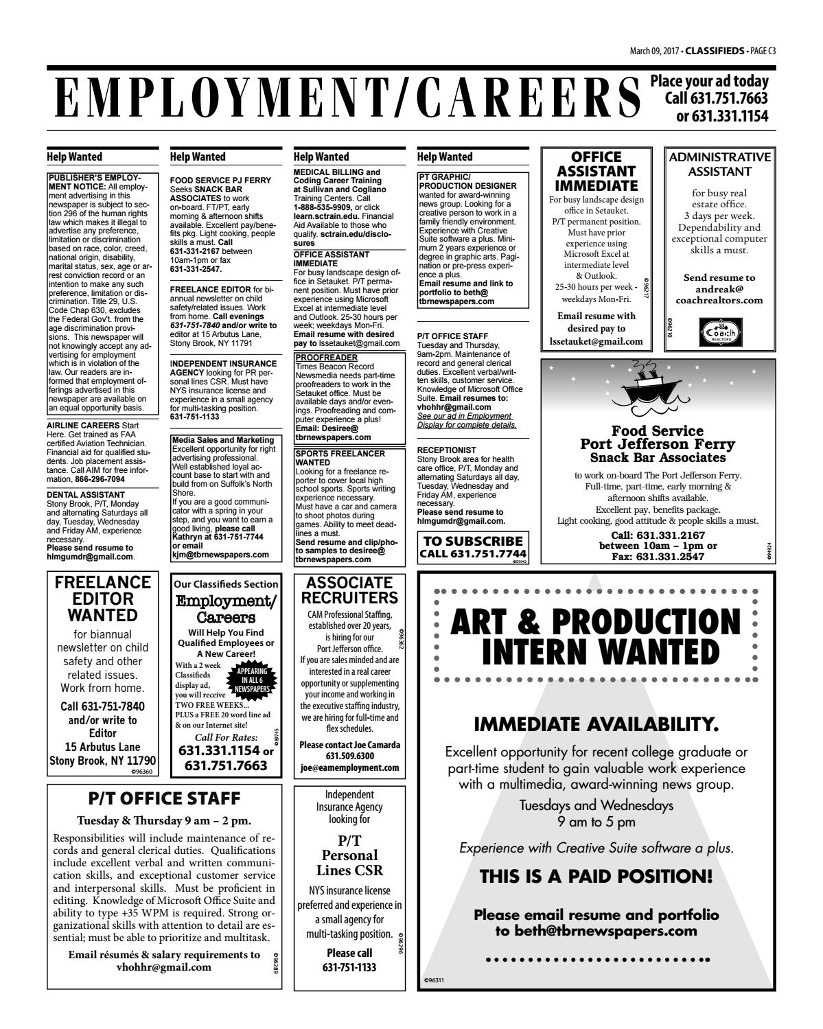 Employment/Careers - March 9, 2017 by TBR News Media - Issuu