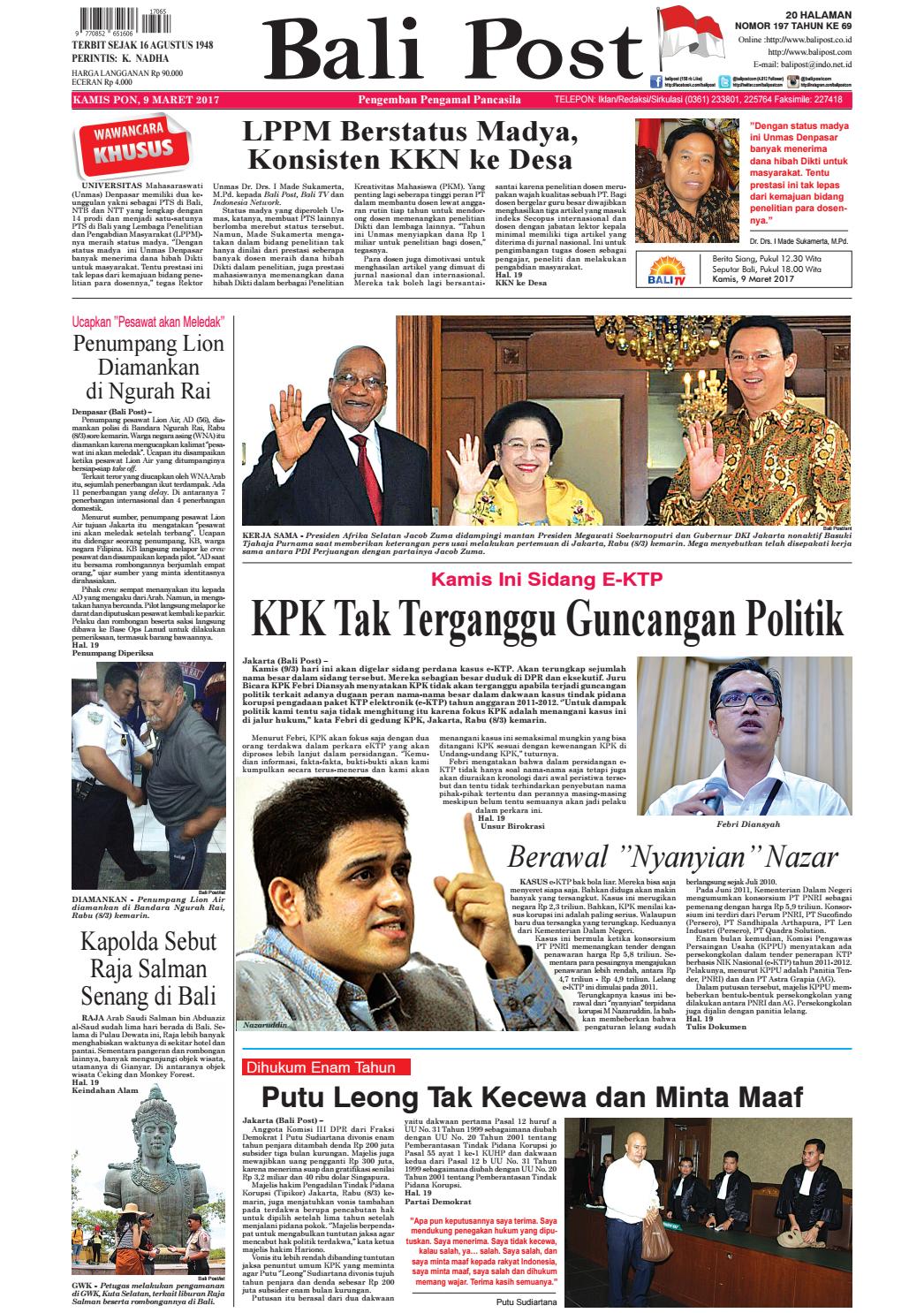Edisi 09 Maret 2017 | Balipost.com by e-Paper KMB - Issuu