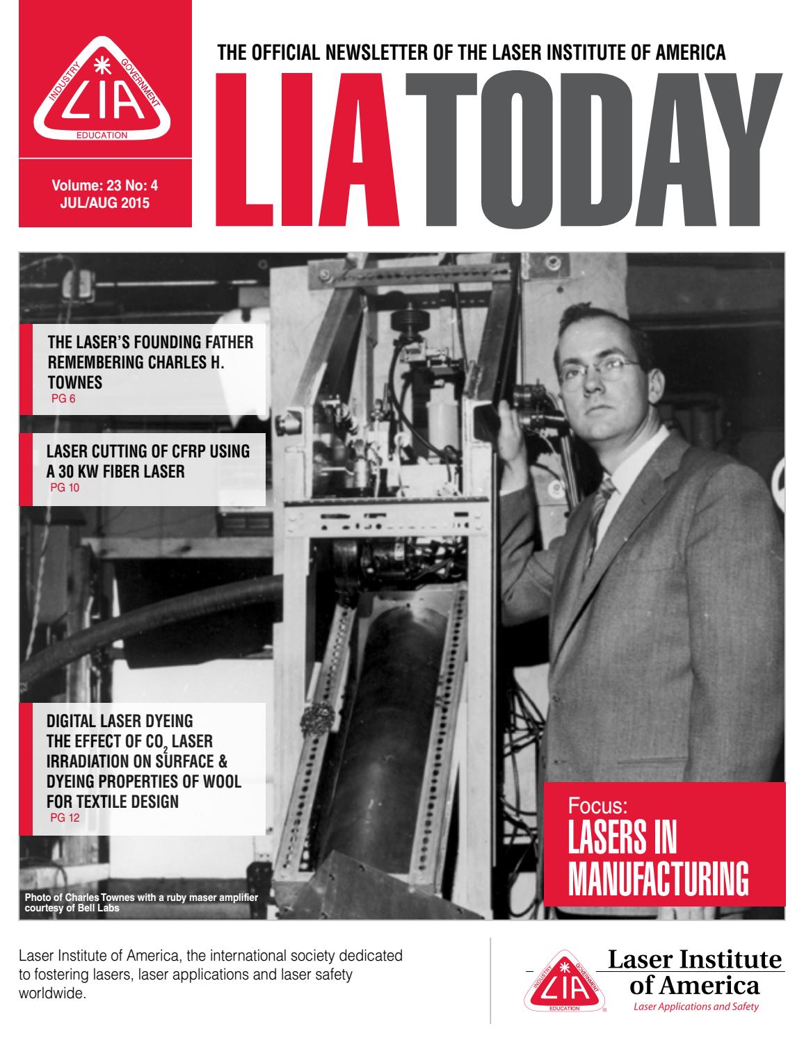 LIA TODAY - July/August 2015 Issue by Laser Institute of America - Issuu