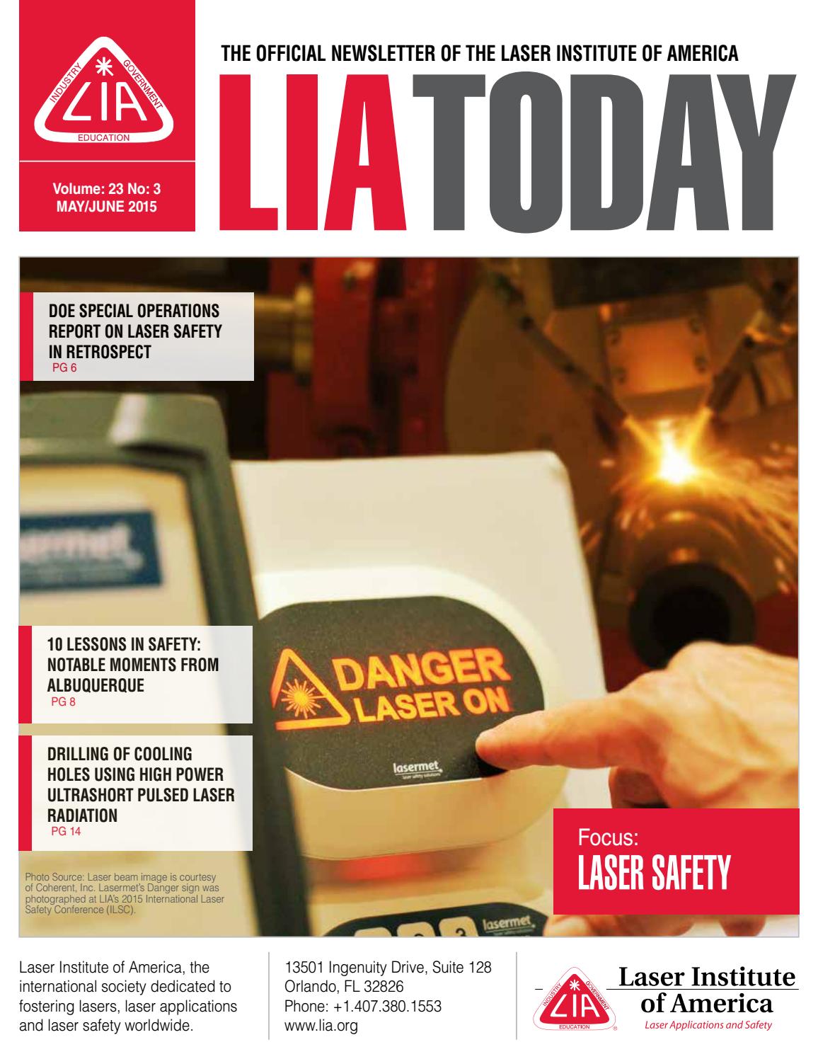 LIA TODAY - May/June 2015 Issue by Laser Institute of America - Issuu
