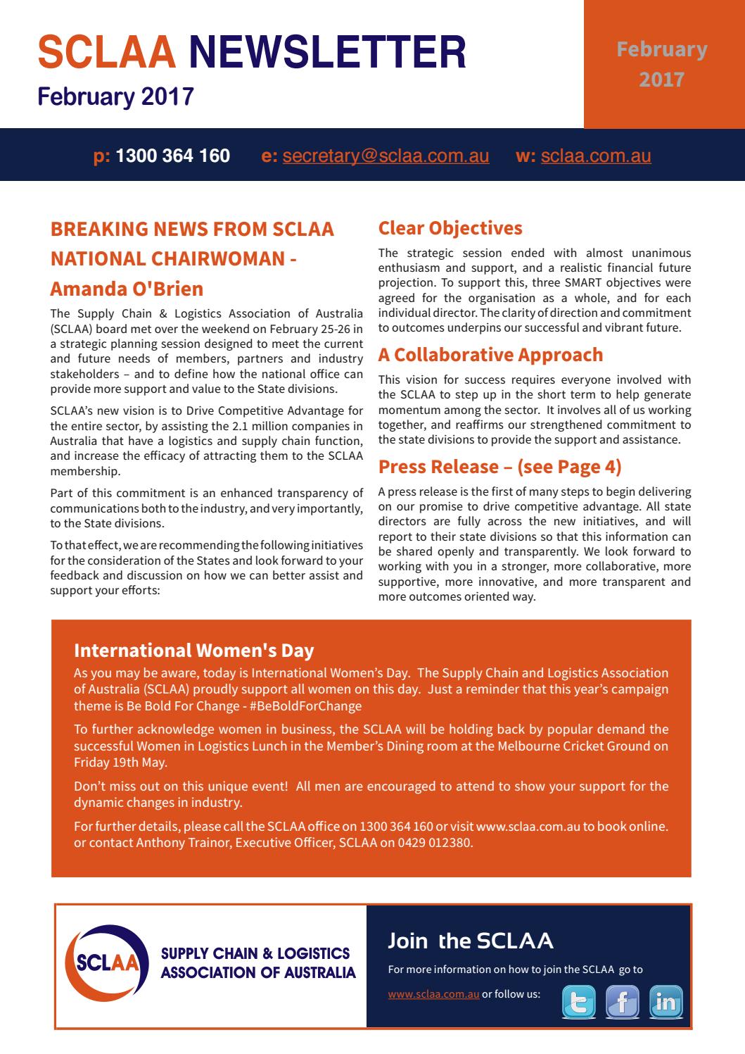 Sclaa february newsletter 2017 by Supply Chain & Logistics Association ...