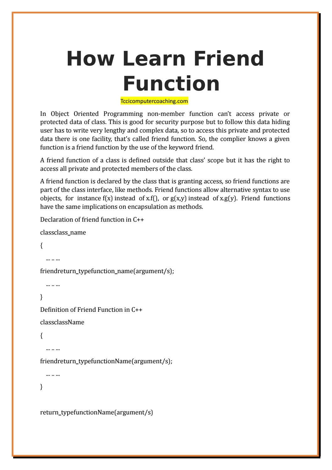 How learn friend function by Rosario Riley - Issuu