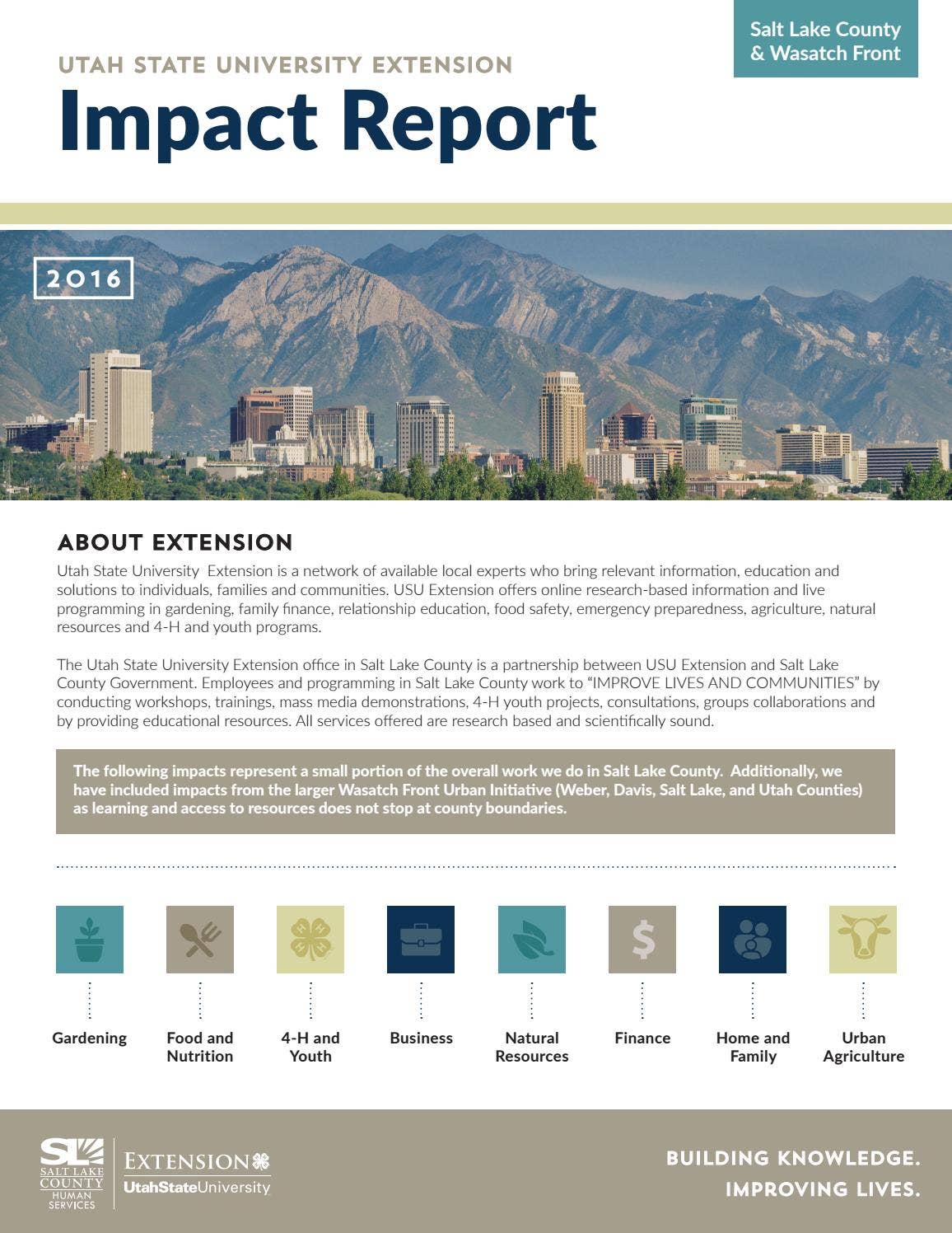 Salt Lake County & Wasatch Front Impact Report 2016 by Utah State ...