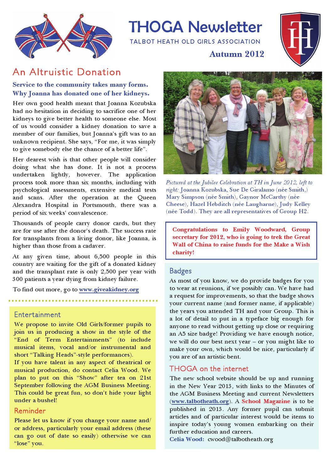 Thoga newsletter Autumn 2012 #thoga by Talbot Heath School - Issuu